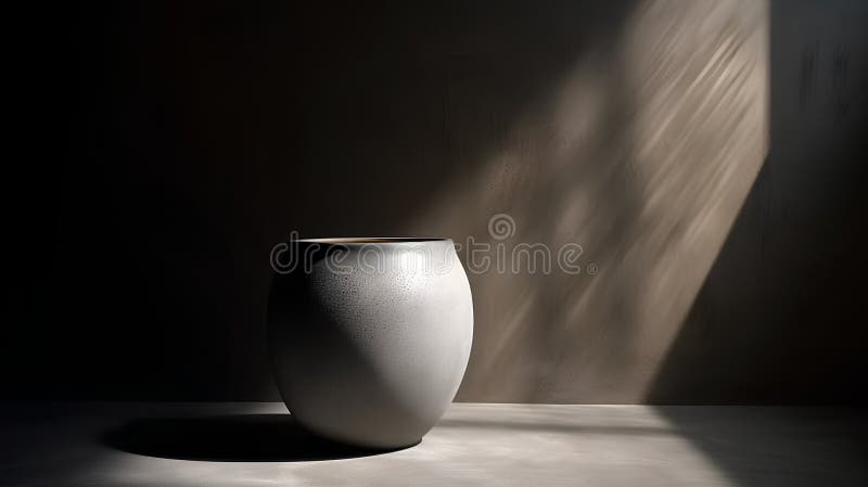 Ceramic Vase with Shadow on the Wall in Dark Room Stock Illustration ...