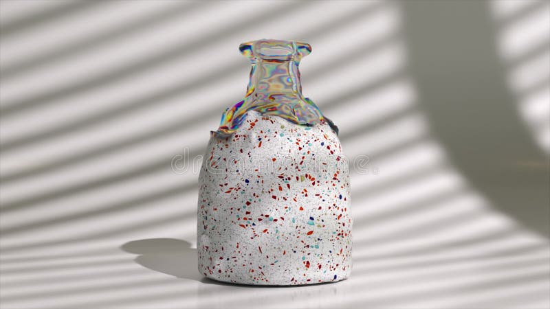 A Ceramic Vase Turns into a Rainbow Glass Vase on a Light Background ...