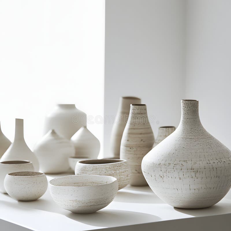 Ceramic Vases in Pastel Colors in the Pottery Workshop, Selective Focus ...