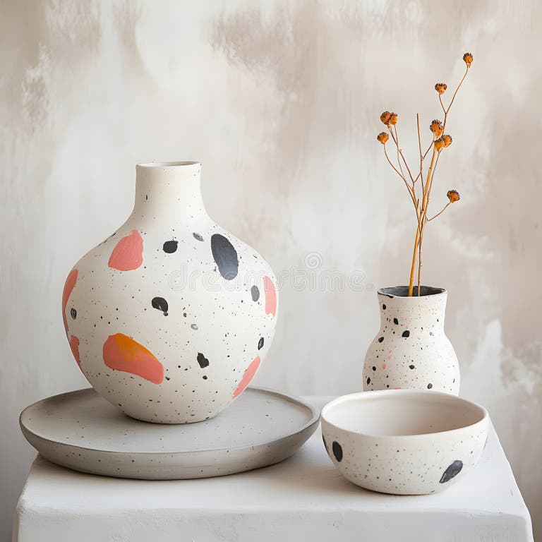 Ceramic Vases with Patterns on Display in a Shop Window. Pottery Art ...