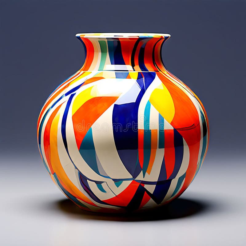 A Ceramic Vessel with Abstract Geometric Patterns and Stock ...