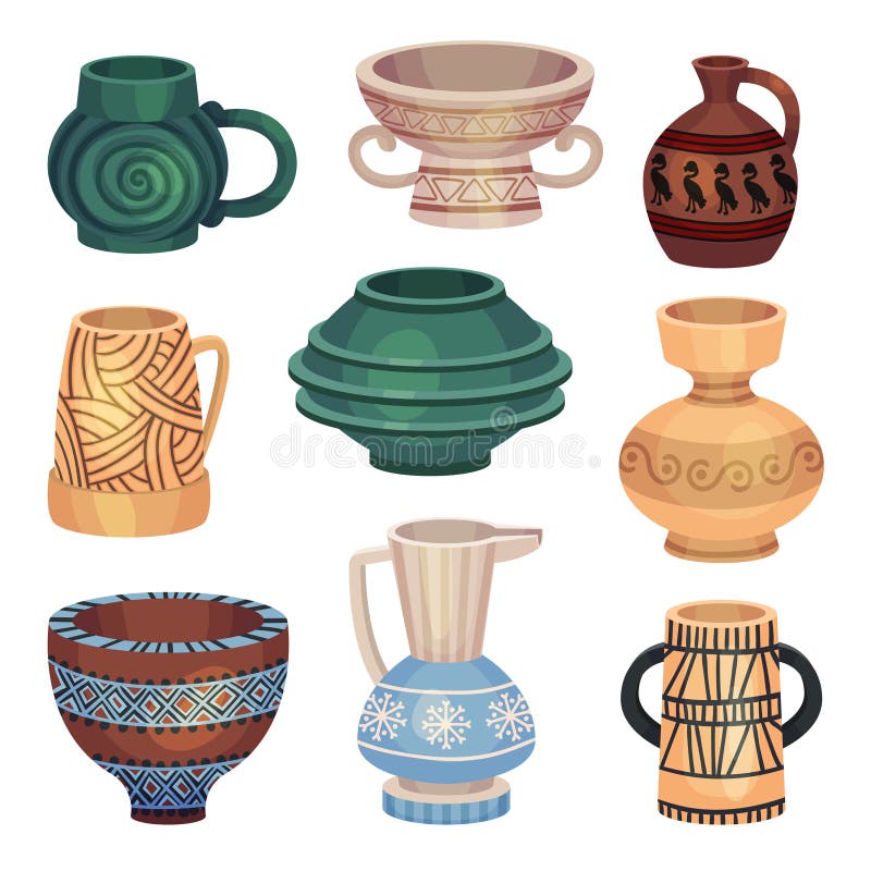 Ceramic Vessels and Containers for Interior and Kitchen Use Vector Set ...