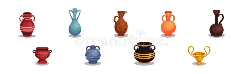 Ceramic Vessels and Containers for Interior and Kitchen Use Vector Set ...