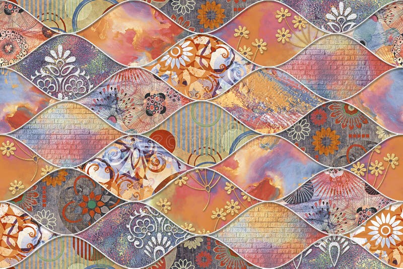 Ceramic Wall Tile Decor with Multi Color Continuous Joint Design. Also ...