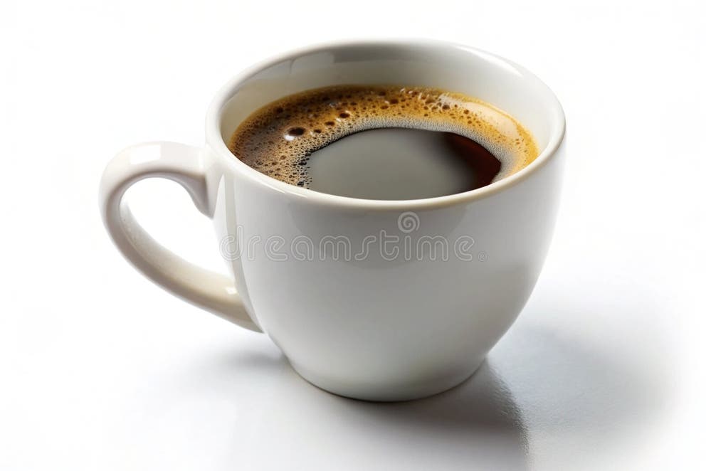 Ceramic White Mug, Volume 220ml, with Coffee Inside. the Background is ...