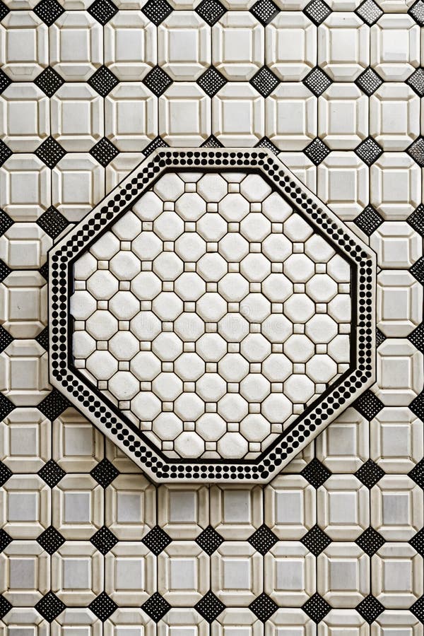 Ceramic White Octagon with Black Tessellation Tile Background Stock ...