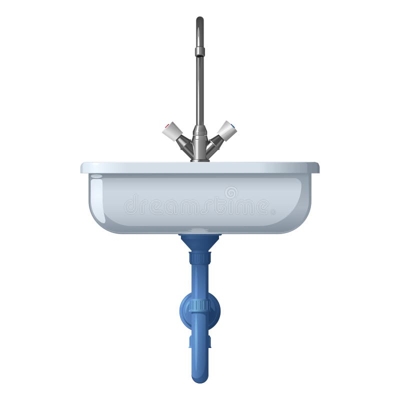 Ceramic White Sink for the Kitchen. Black and White Vector Illustration ...