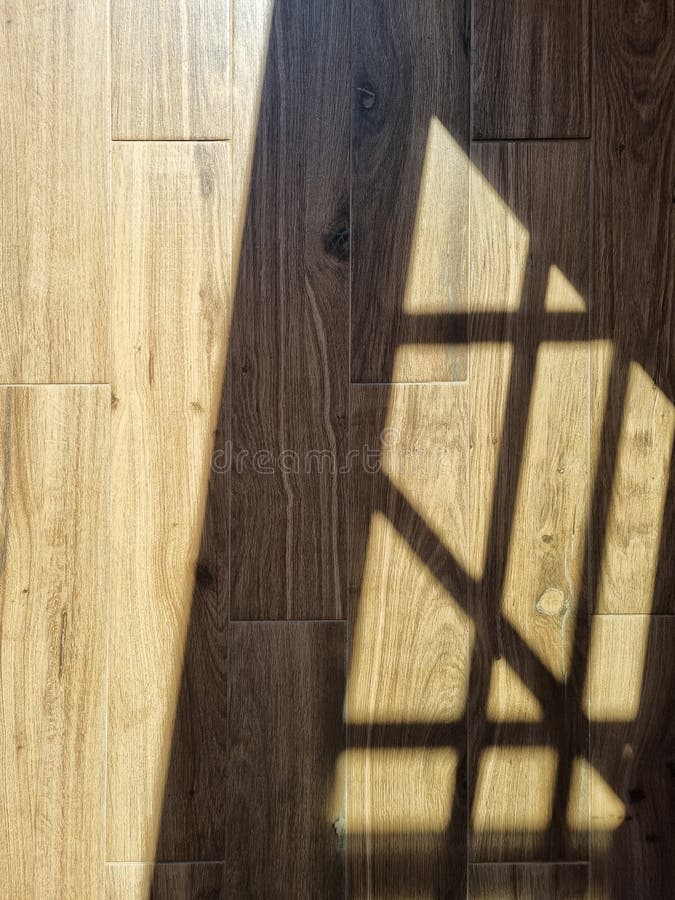 Ceramic Wood Effect Tiles. Window Shadow on the Ceramic Floor Stock ...