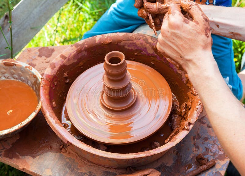 Ceramic Working Process with Clay Potter`s Wheel Stock Photo - Image of ...