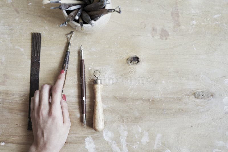 Ceramic Working Process, Clay and Tools for Hand-crafted Work. View ...