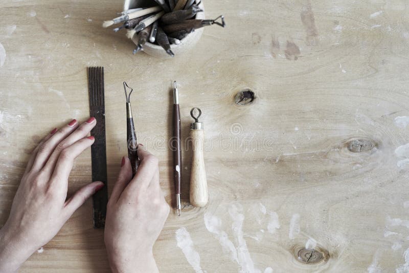 Ceramic Working Process, Clay and Tools for Hand-crafted Work. View ...