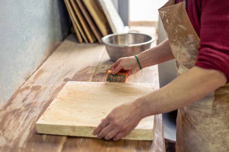 Ceramicist-potter at Work. Modeling from Clay. Preparing for Pottery ...