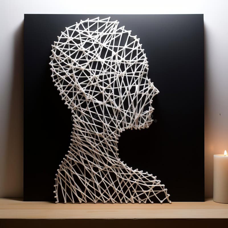 Ceramics Art Silhouette Profile with String Art Composition Stock ...