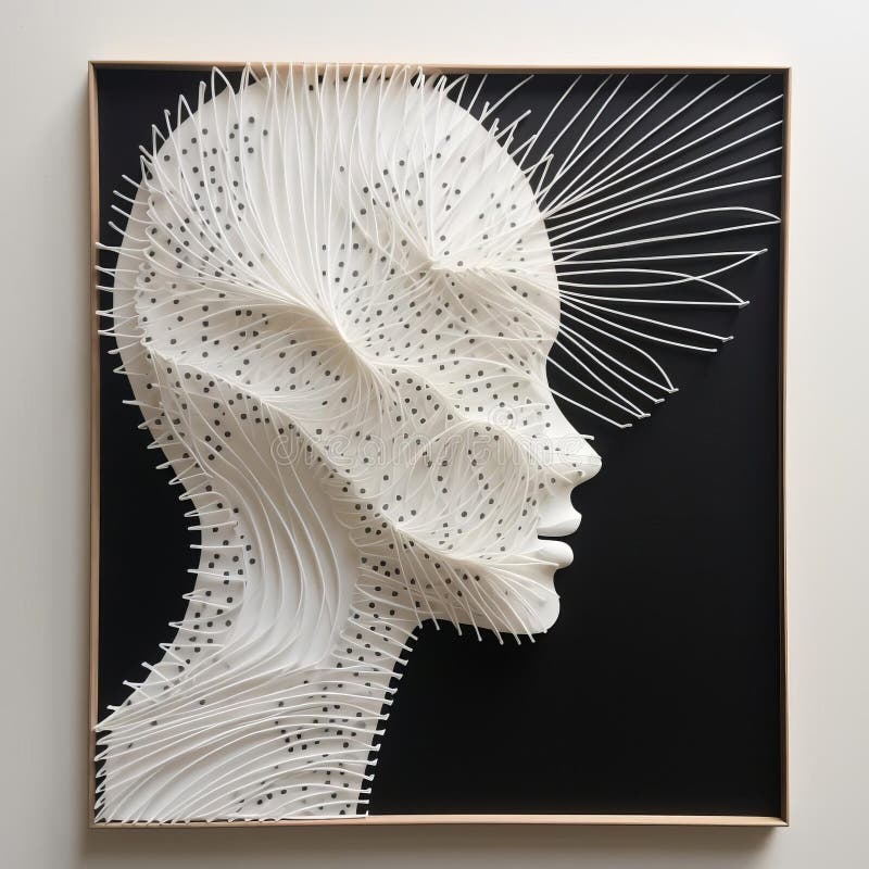 Ceramics Art Silhouette Profile with String Art Composition Style Stock ...