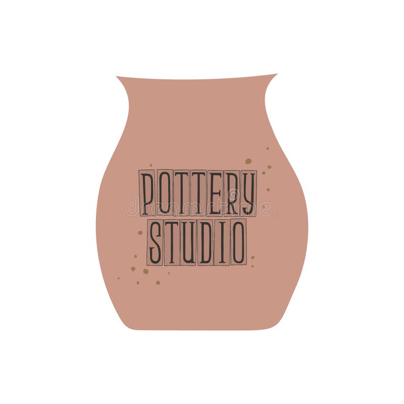 Ceramics Clay Pot with Lettering Pottery Studio Stock Illustration ...