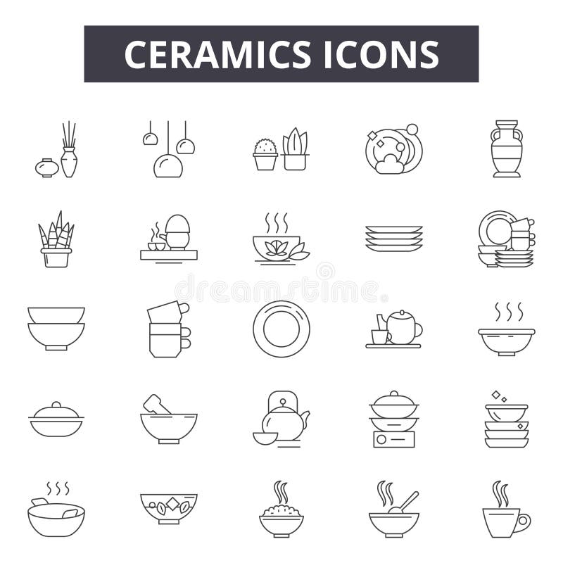 Ceramics Line Icons, Signs, Vector Set, Outline Illustration Concept ...