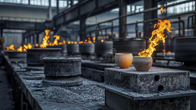 Ceramics Manufacturing Process in Industrial Setting Fire and Material ...