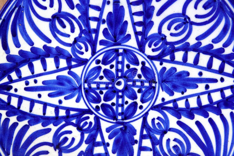 Ceramics Painted Blue Shapes Plate Stock Photo - Image of closeup ...