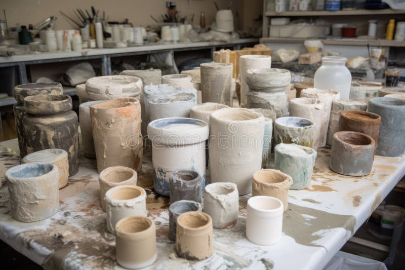 Ceramics Workshop, with Pots and Jars in Various Stages of Creation ...