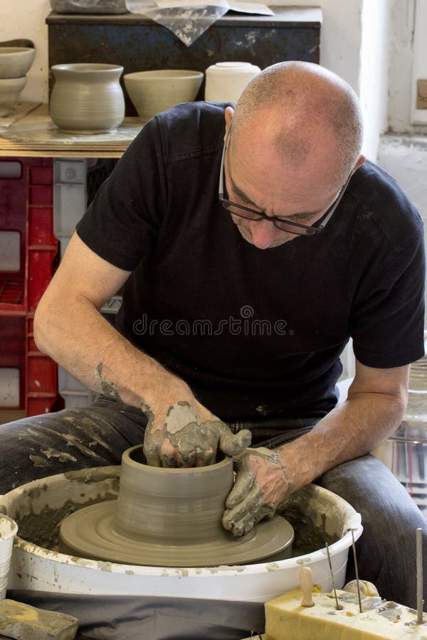 Ceramist at Work in the Workshop Stock Image - Image of creative ...