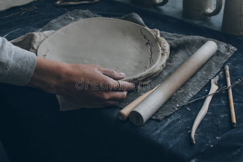 Ceramist Working with Clay in a Ceramics Workshop Stock Image - Image ...