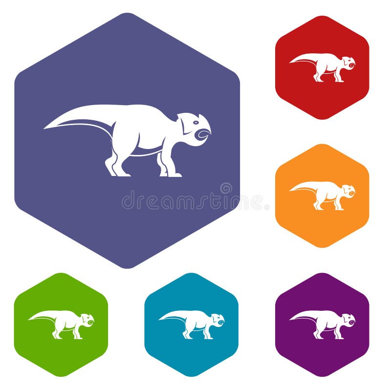 Ceratopsians Dinosaur Icons Set Hexagon Stock Vector - Illustration of ...
