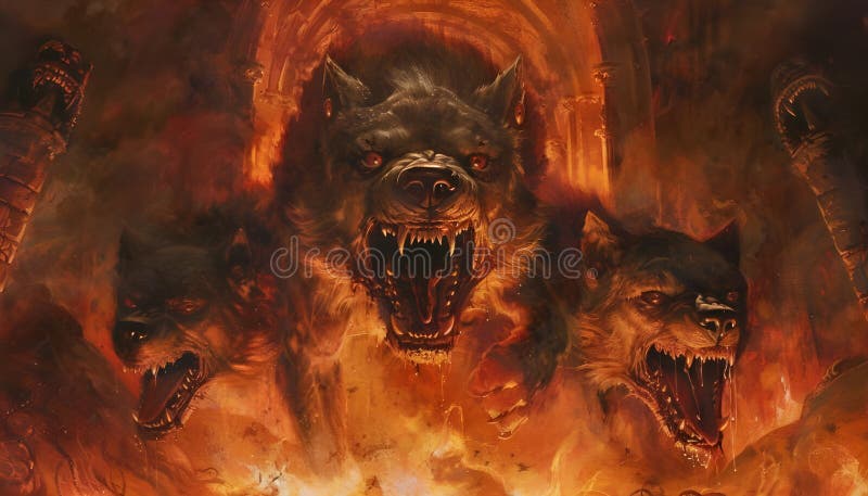 Cerberus Guards in the Hell Stock Illustration - Illustration of ...