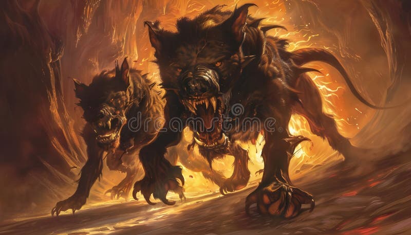 Cerberus Guards in the Hell Stock Illustration - Illustration of guards ...