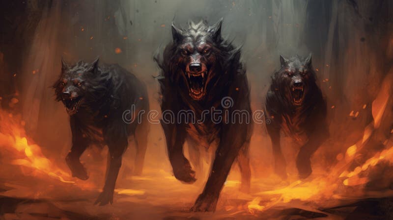 Cerberus in Junglecore Style Concept Art Stock Illustration ...
