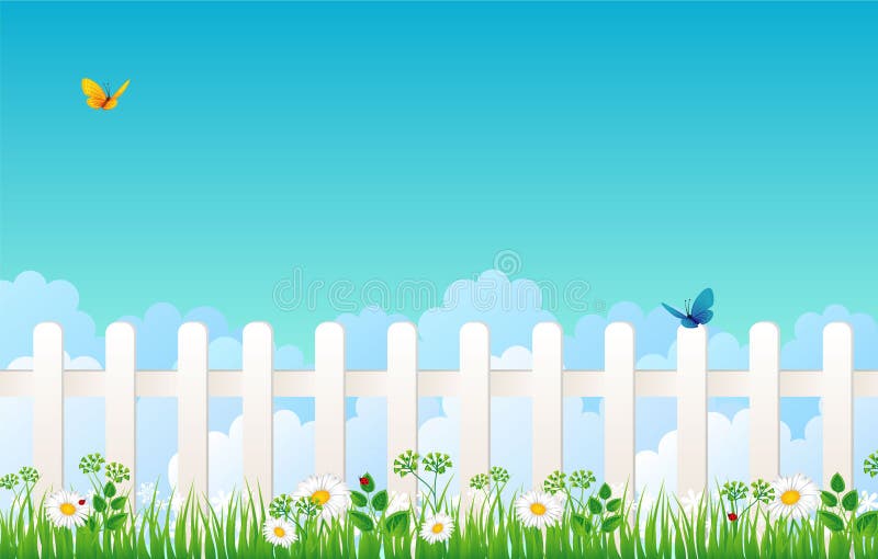 Cerca blanca con la hierba ilustración del vector. Ilustración de ...