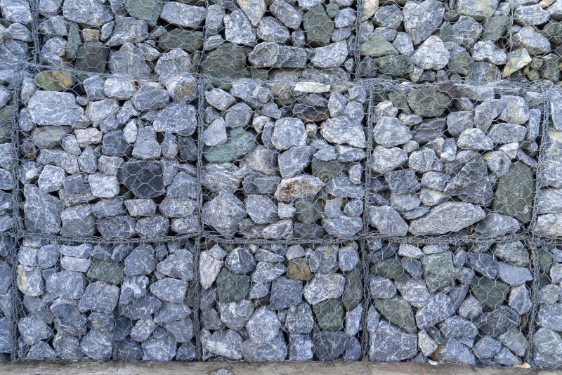 Textura De La Cerca De Gaviones Hecha De Malla Duradera Y Piedras ...
