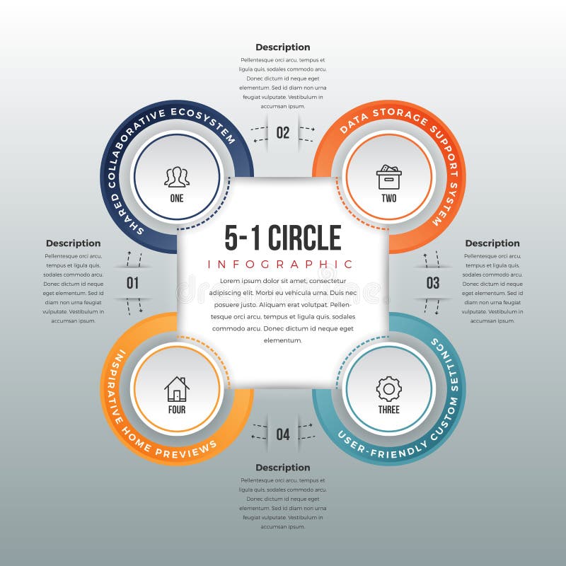 Cerchio 5-1 Infographic illustrazione vettoriale. Illustrazione di ...