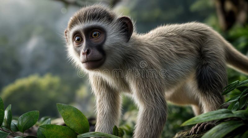 A Cercopithecus monkey stock illustration. Illustration of mammal ...