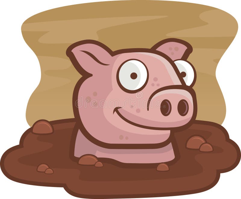 Cerdo en fango ilustración del vector. Ilustración de fango - 2032334