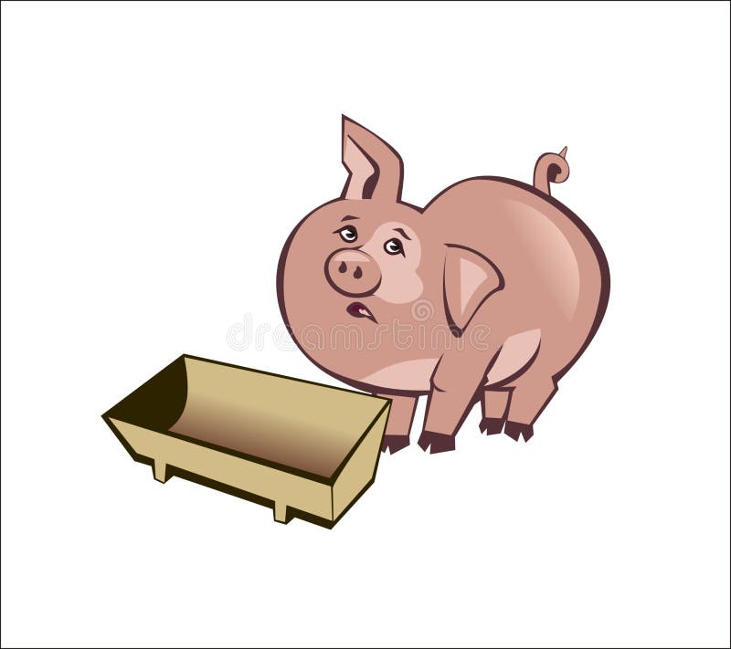 Cerdo hambriento ilustración del vector. Ilustración de granja - 13936375