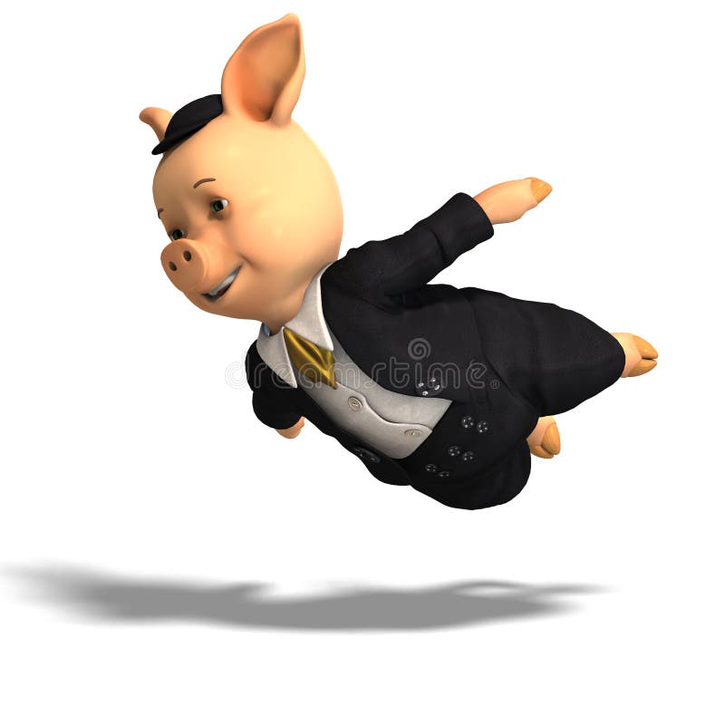 Cerdo De Dibujos Animados Lindo Con Ropa Stock de ilustración ...