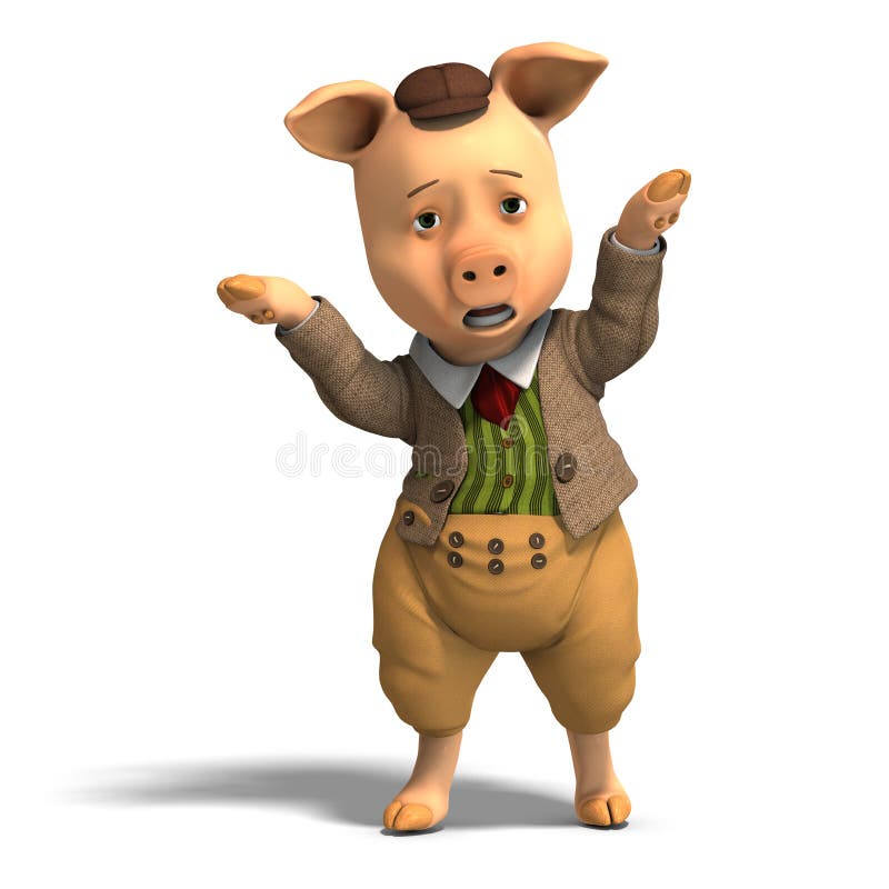Cerdo Lindo De La Historieta Con Ropa Stock de ilustración ...