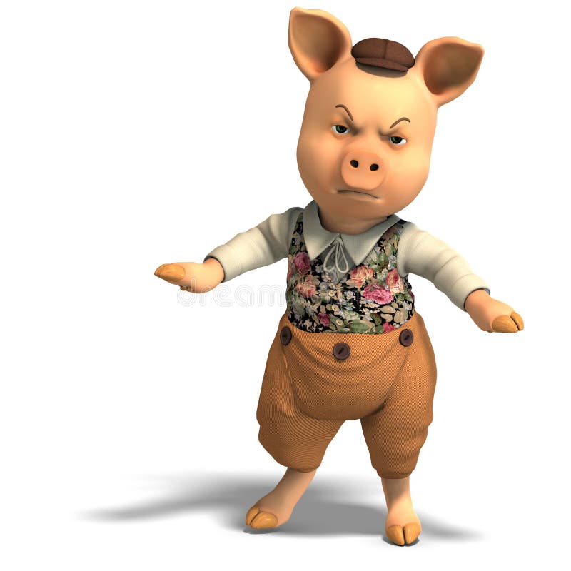 Cerdo Lindo De La Historieta Con Ropa Stock de ilustración ...