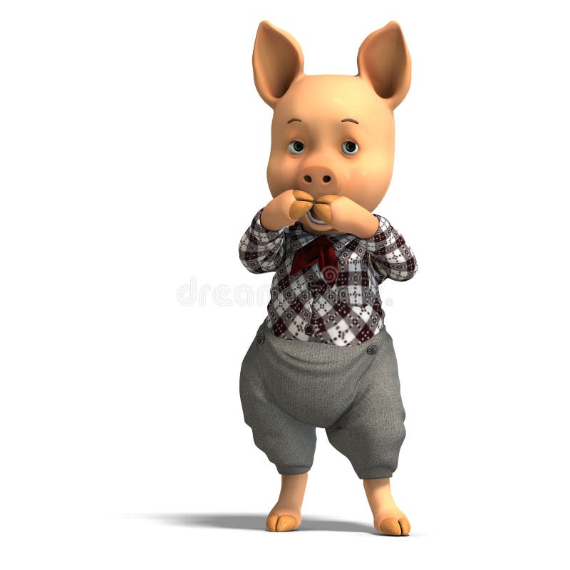 Cerdo Lindo De La Historieta Con Ropa Stock de ilustración ...