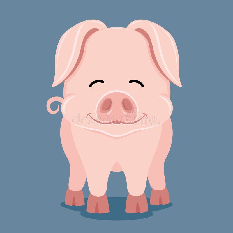Cerdo Lindo En Un Fondo Azul Ilustración del Vector - Ilustración de ...