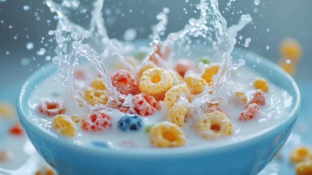 Cereal Bowl Splash stock photo. Image of yellow, milk - 375855114