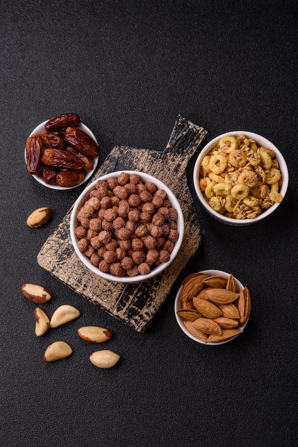 Cereal Chocolate Corn Balls in a Bowl Stock Photo - Image of diet ...