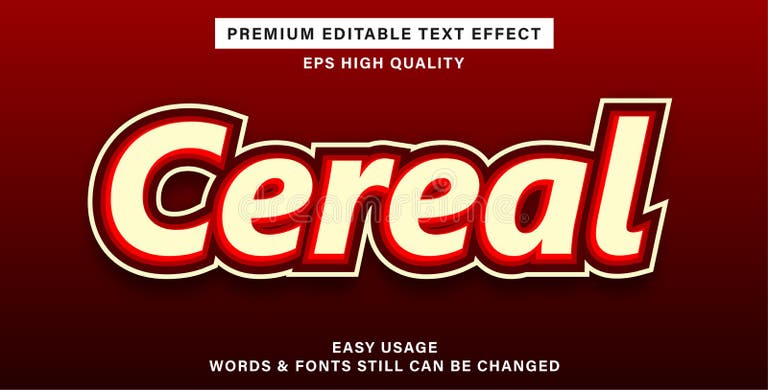 Cereal Editable Text Effect Stock Vector - Illustration of symbol ...