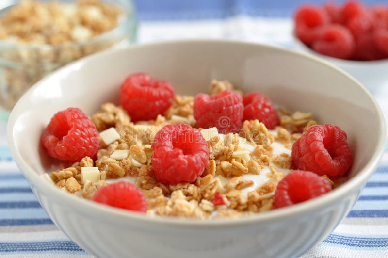Cereal with Fresh Raspberry Stock Image - Image of health, energy: 31909133