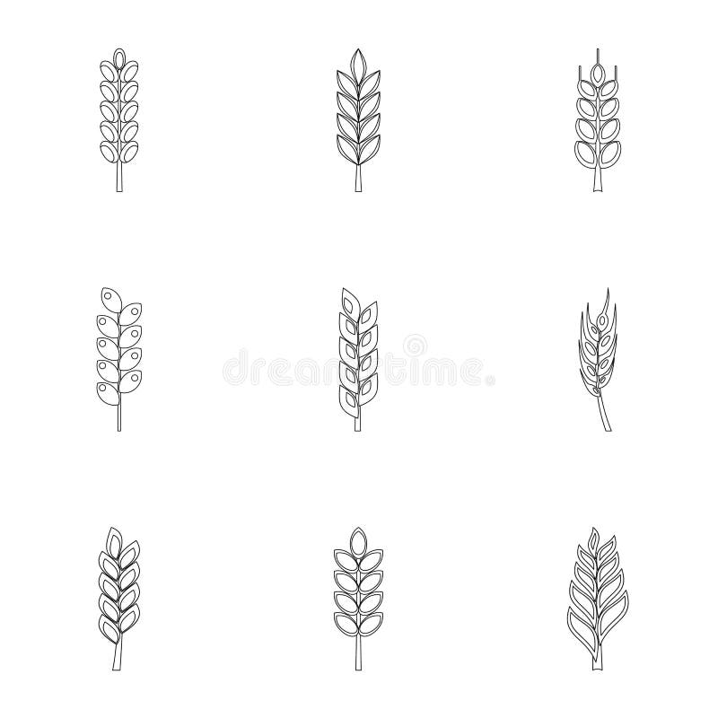 Cereal Grain Icon Set, Outline Style Stock Vector - Illustration of ...