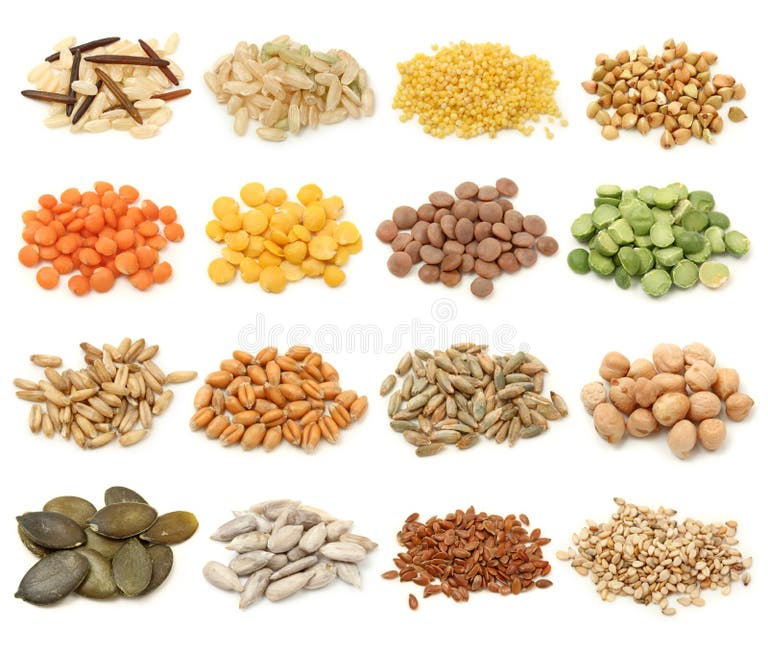 Cereal, Grain and Seeds Collection Stock Image - Image of legume ...