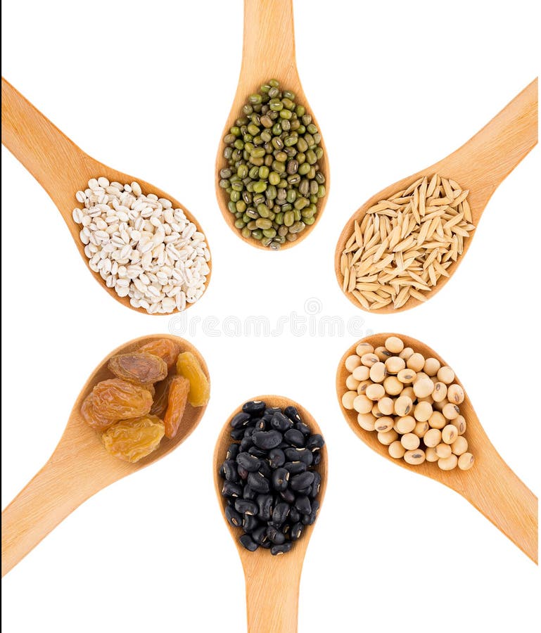 Cereal Grains , Seeds, Beans on White Background Stock Photo - Image of ...