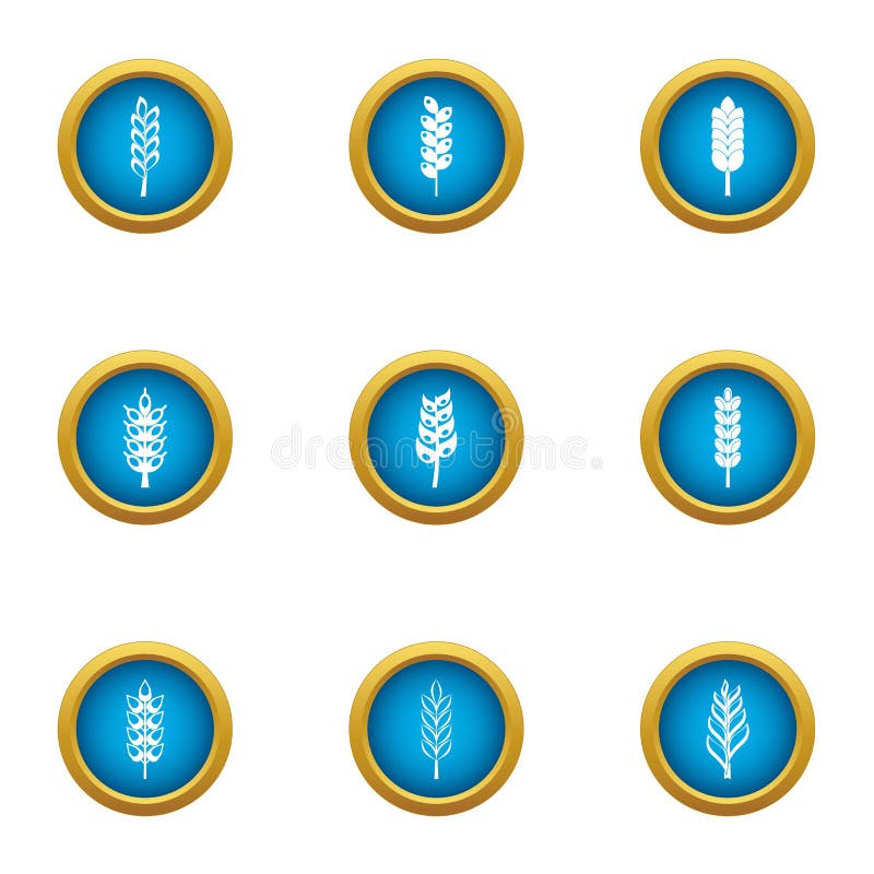 Cereal Icons Set, Flat Style Stock Vector - Illustration of food, brush ...