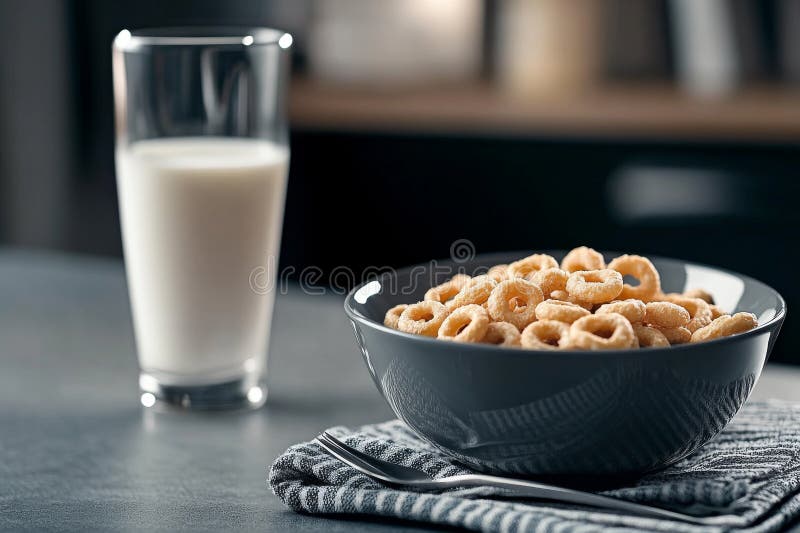 Cereal Loops with Milk in the Bowl on the Table Stock Illustration ...