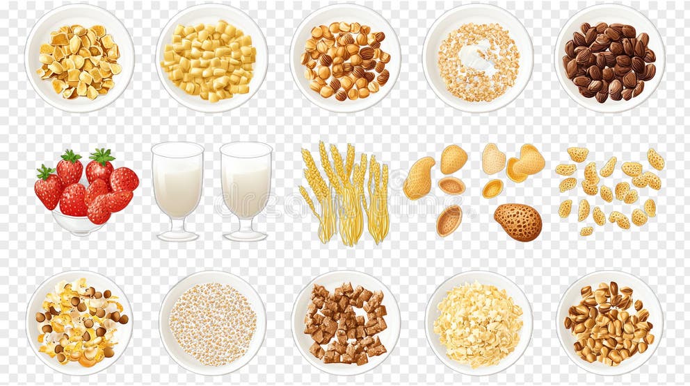 Cereal set illustration stock image. Illustration of pile - 341466455